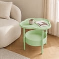 2-Tier Round Side Table, Outdoor Small Folding Accent Stand with ...