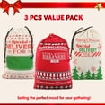 Joyfy 3 Pcs Present Bags, Santa Burlap Sack with Drawstring 26" x 19 ...