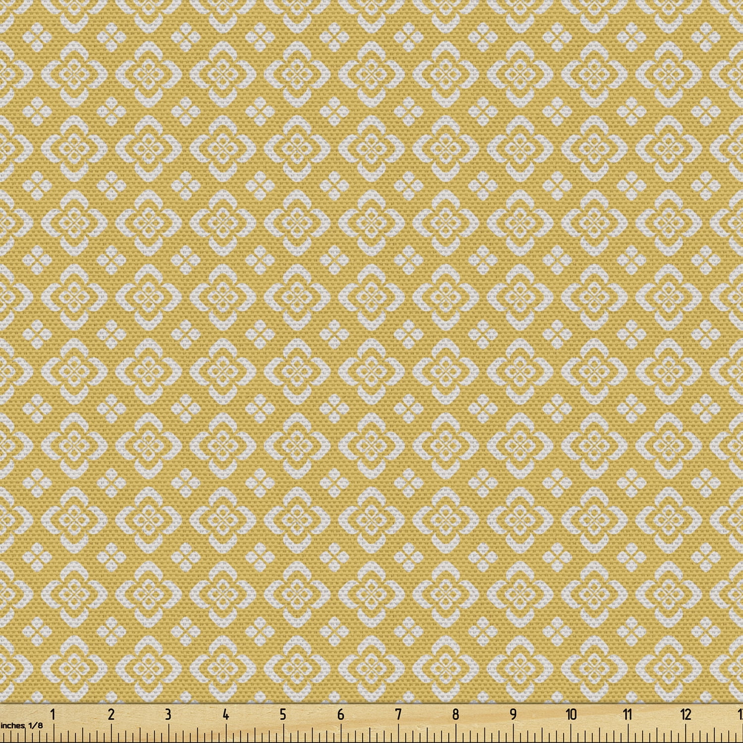 Vintage Yellow Fabric by The Yard, Traditional Floral Motifs Medieval ...