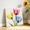 Blue Red Yellow Tulips Canvas Wall Art for Living Room, Country Flowers ...