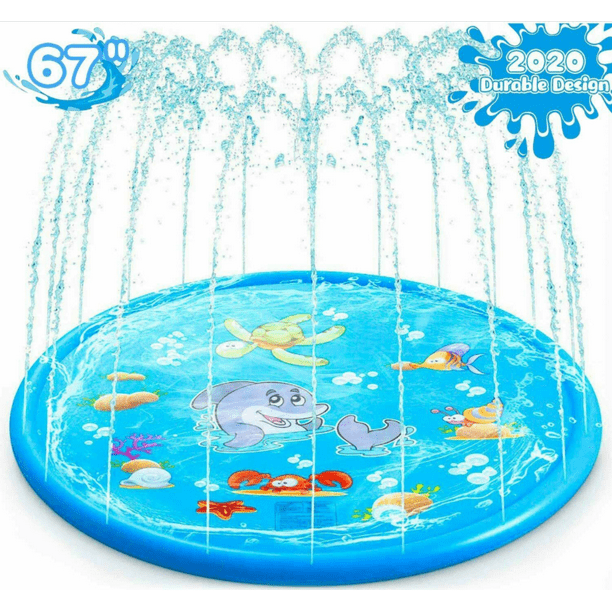68" Water Splash Sprinkler Pad Inflatable Kids Summer Play Game Mat ...