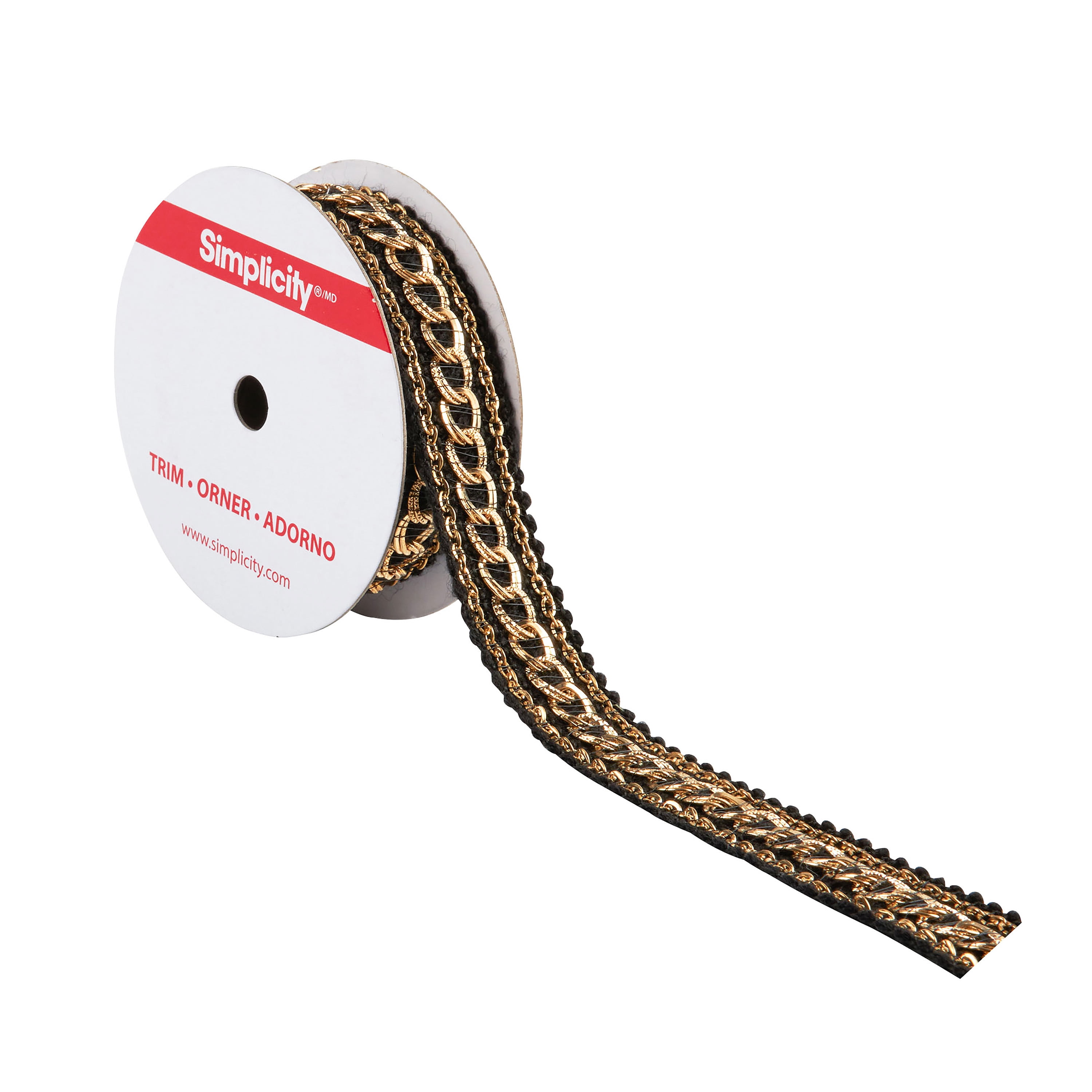 Simplicity Trim, Gold 7/8 inch Black Knit with Gold Chains Trim Great ...