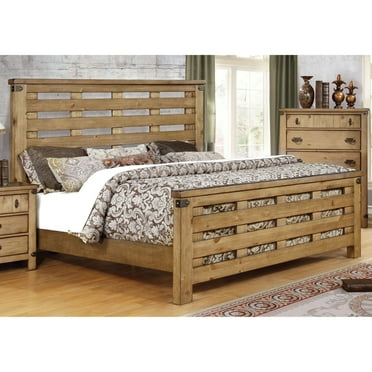 Furniture of America Quaker Contemporary Wood LED Panel Bed, Queen ...