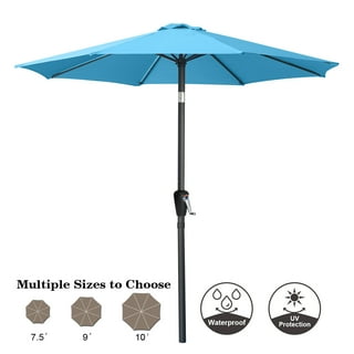Autlaycil 7.5FT Patio Umbrellas with Push Button Tilt and Crank, Khaki ...