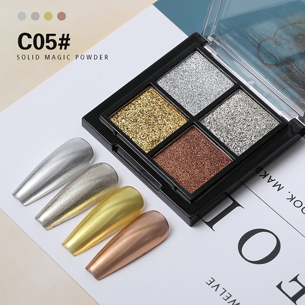 Gel in Fun Nail Art Four-Color Solid Magic Mirror Nail Powder, C05 ...