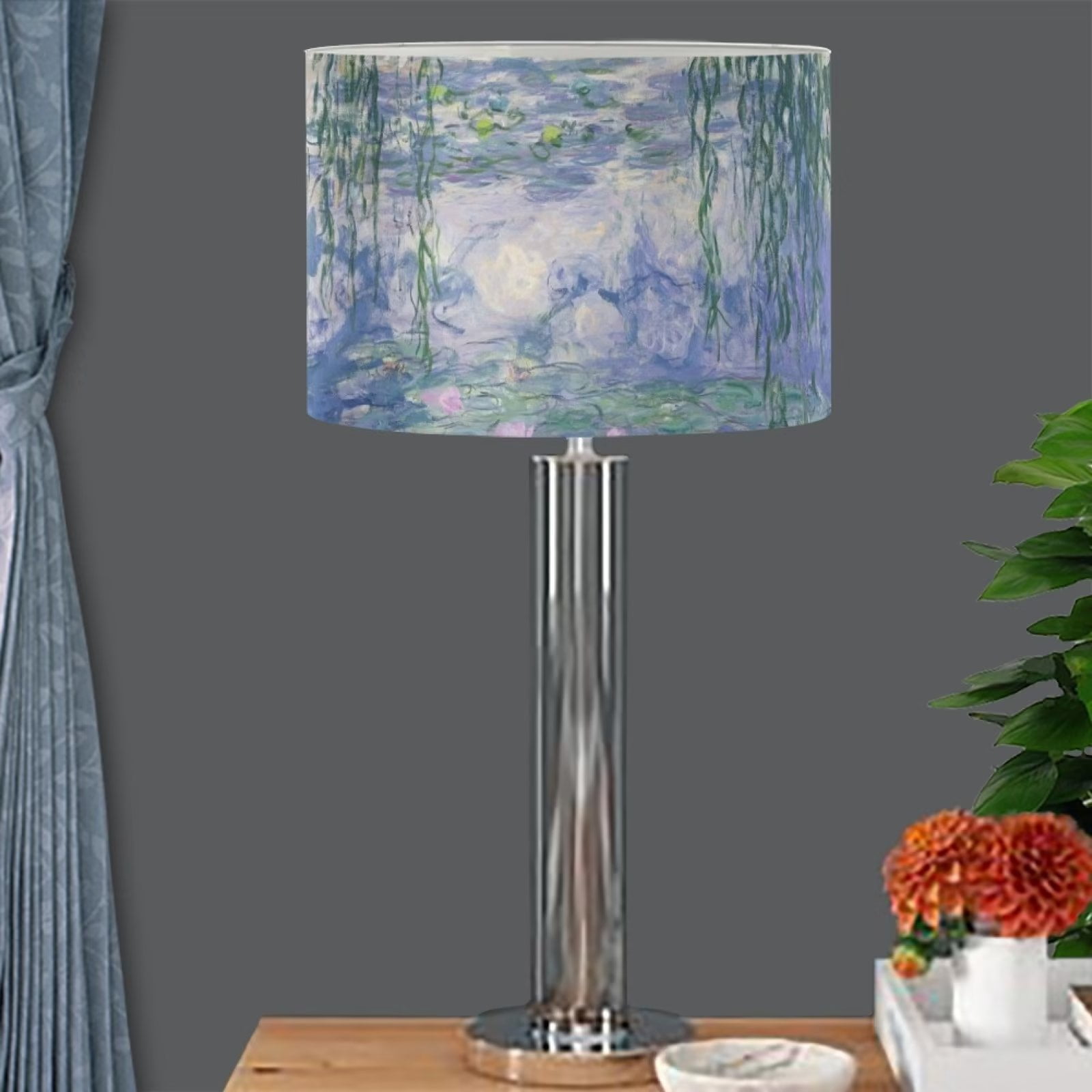 NETILGEN Cylinder Lampshade Water Lilies by Claude Monet Drum Lampshade ...