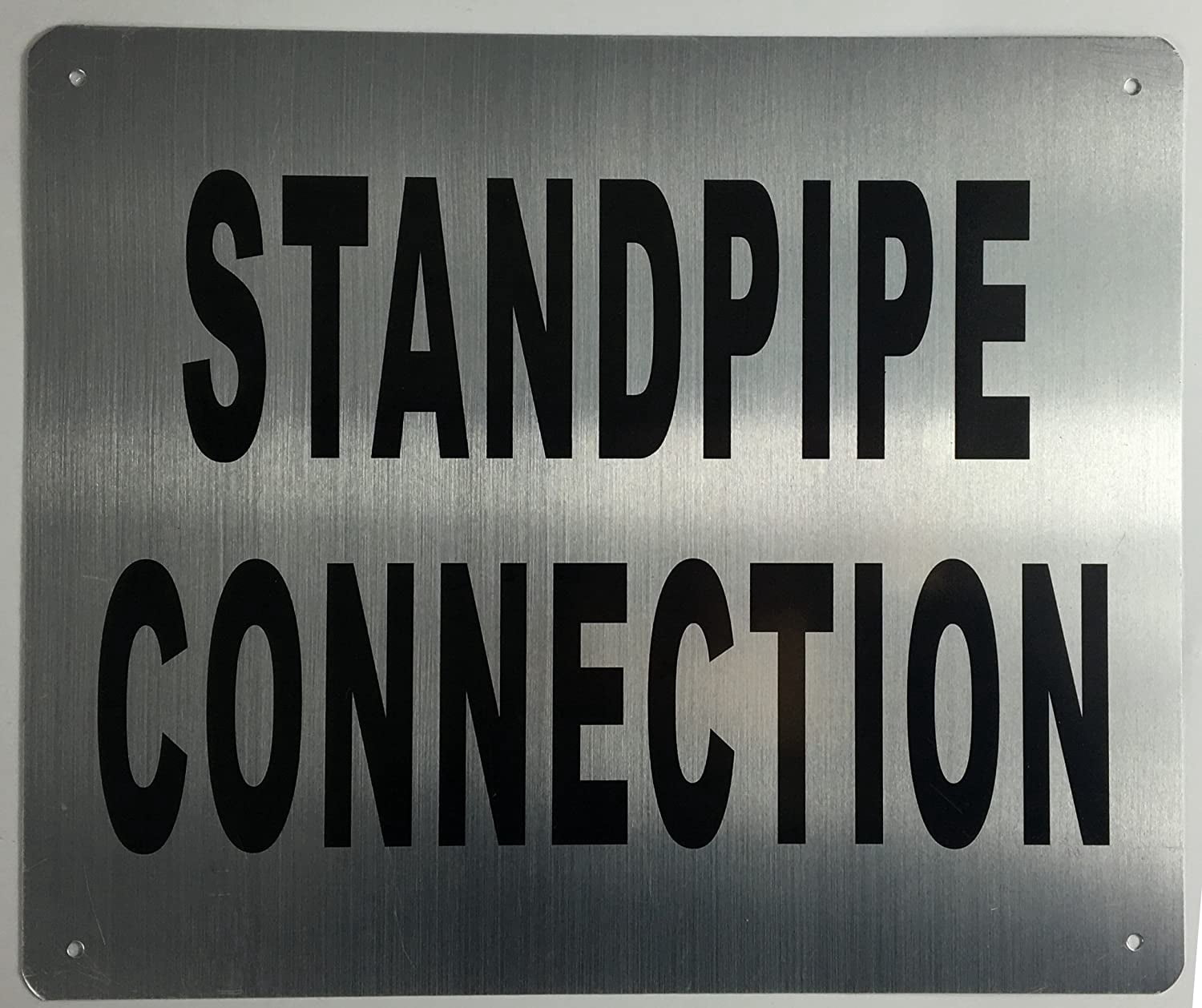 Standpipe Connection Sign (Brushed Aluminium, 10x12) Potere d'argento ...