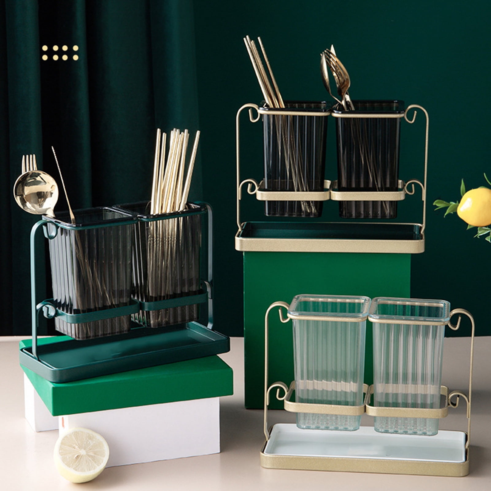 Wall-Mounted Chopstick Storage Box with Hook Drainage, Large Capacity ...