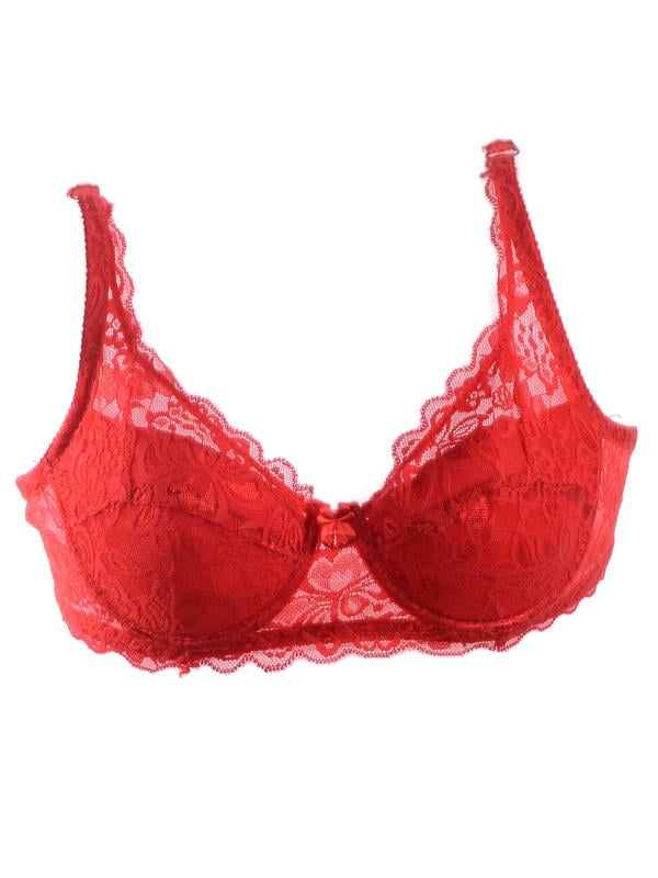 Topumt Women Sheer Lace Bra Floral Push Up Bras Underwear Lady