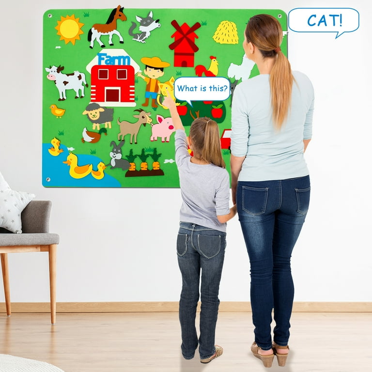 Interactive Educational Toys BEUNITONE Farmhouse Felt Story Board Set ...