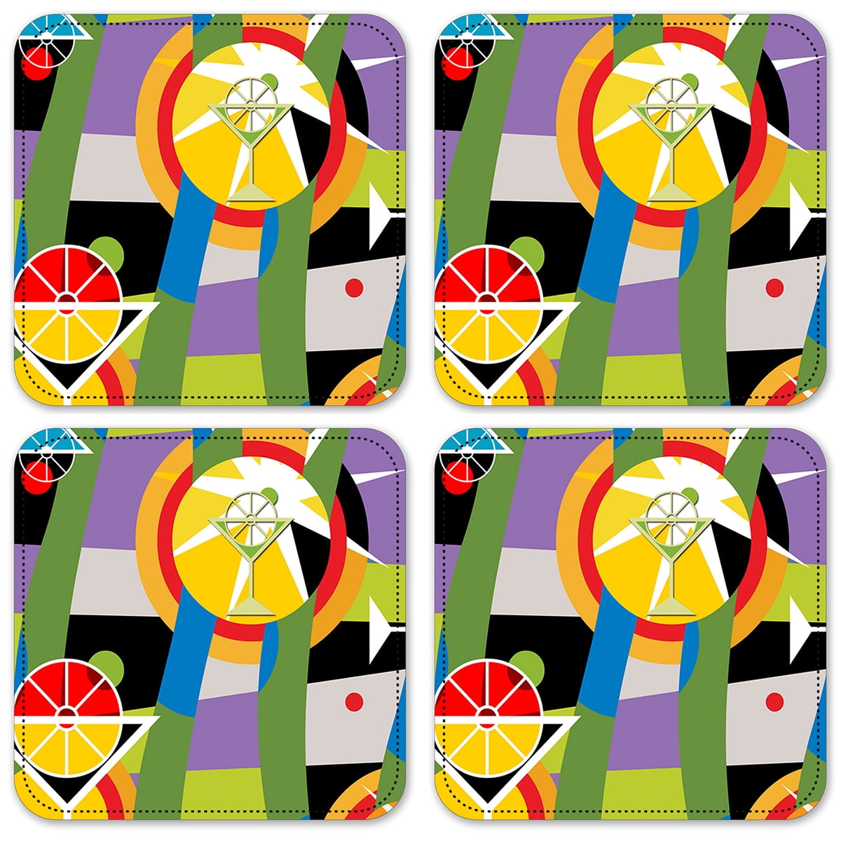 Vinyl Drink Coasters - Set of 4 - Modern Martini - Walmart.com