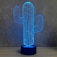 3D Cactus Flower Night Light Lamp Illusion Led 7 Color Changing Touch ...