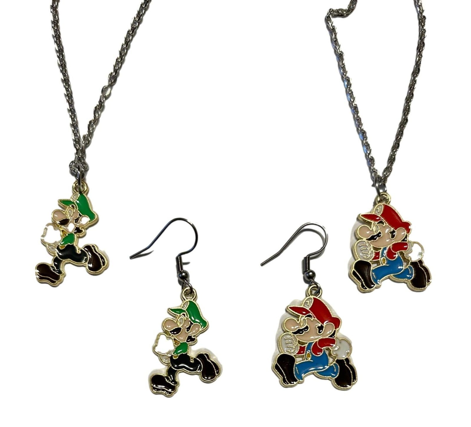 Super Mario and Luigi Necklaces and French Wire Earrings Set - Walmart.com