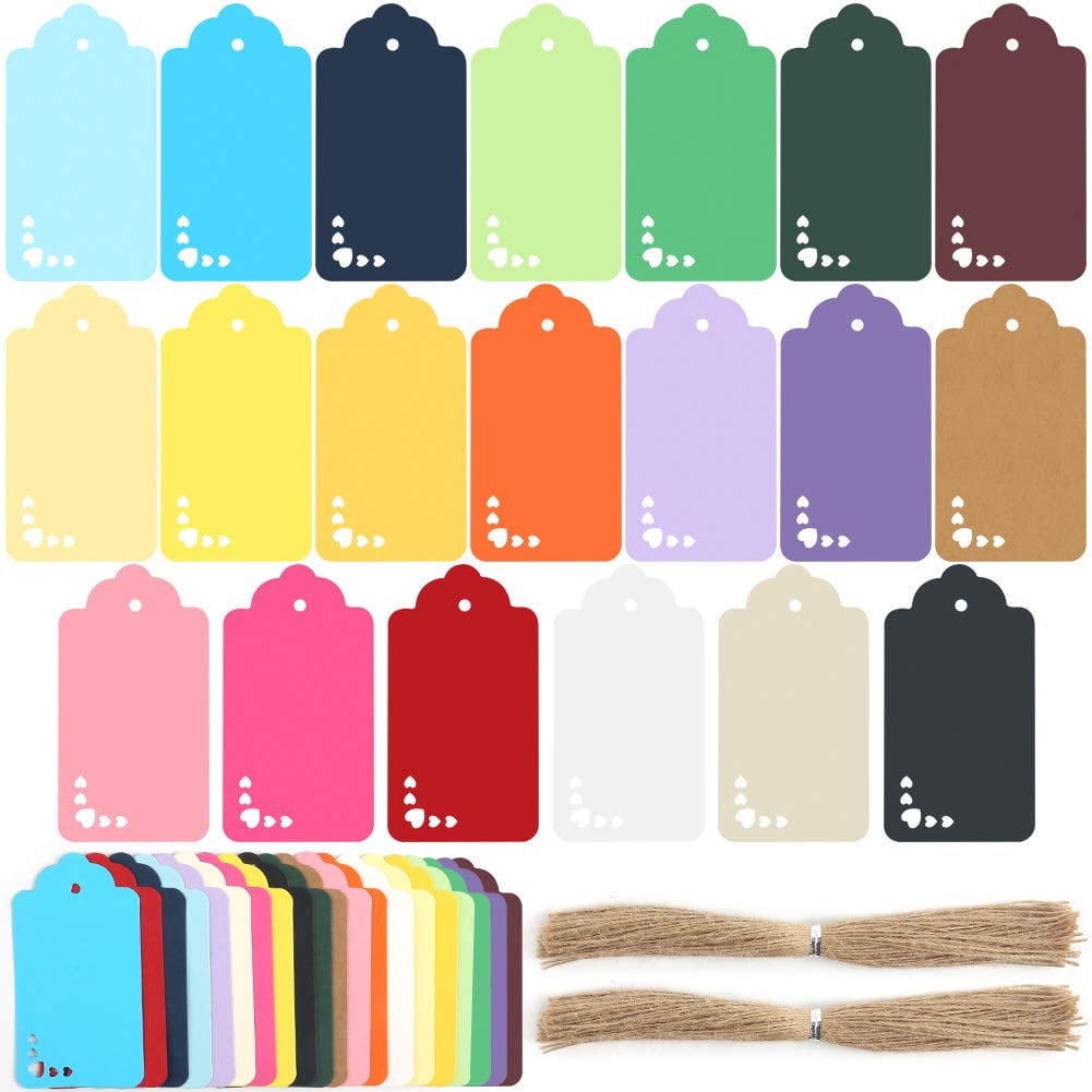 200 Pcs Gift Tags, 20 Colors Tags with String Paper Tags Coloured Gift ...