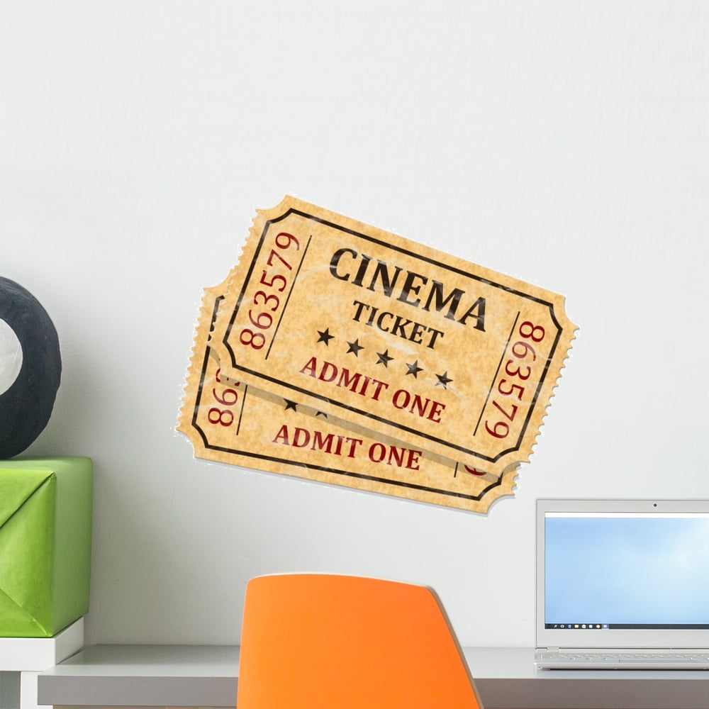 Retro Cinema Tickets White Wall Mural Decal Sticker, Wallmonkeys Peel ...