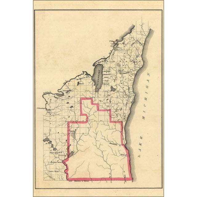 24"x36" Gallery Poster, map of Wisconsin Territory, 1835 - Walmart.com