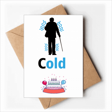 Old Man Crutch Cold Weather Happy Birthday Greeting Cards Envelopes ...