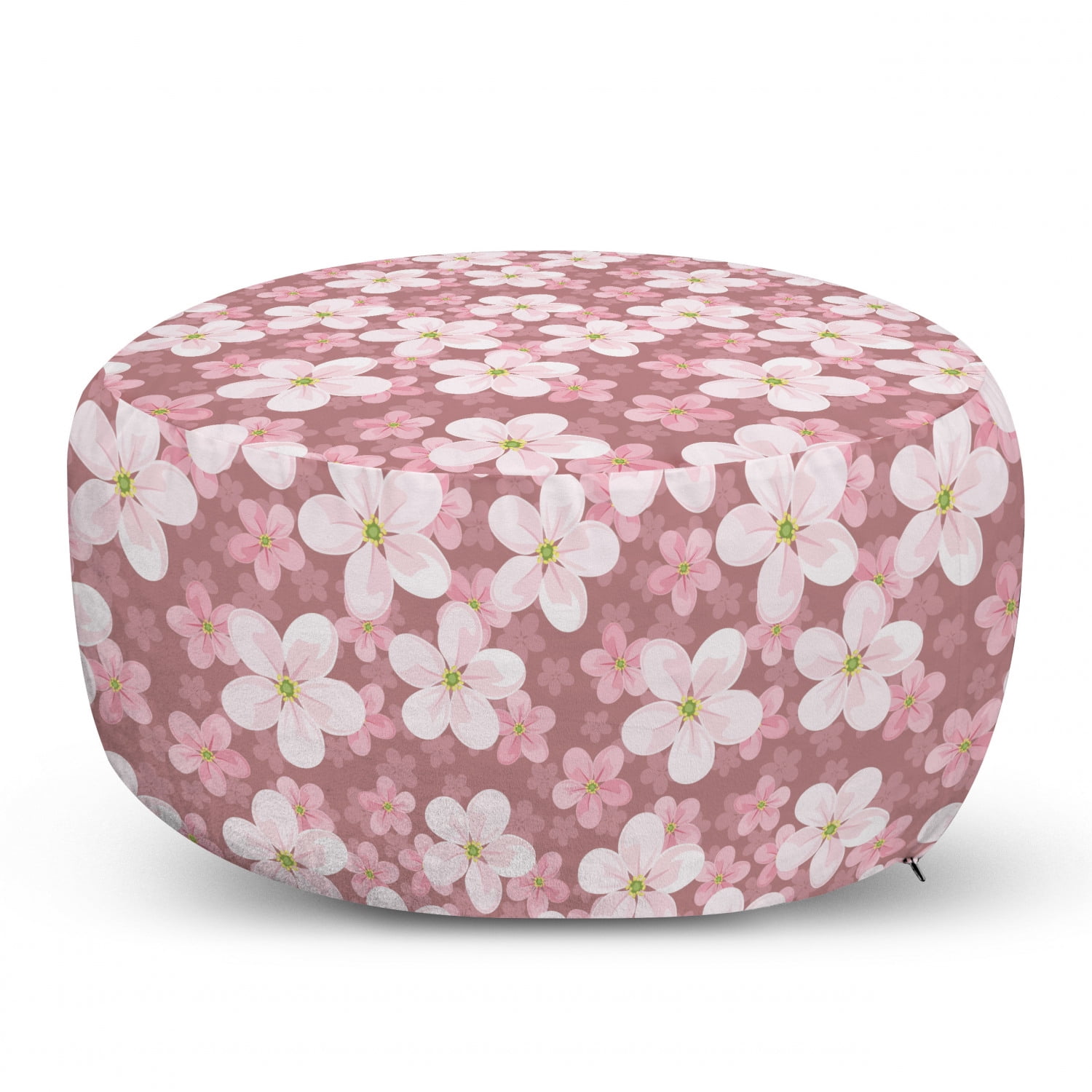 Flower Pouf Cover with Zipper, Cherry Blossoms Petal Plant Cartoon ...