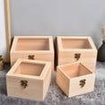 Wooden Square Hinged Storage Boxes Craft Gift Storage Container Dust ...