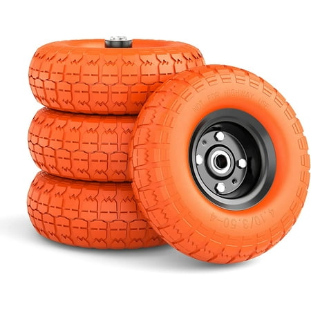 10" Flat Free Tires Solid Rubber Tyre Wheels，4.10/3.5-4 Air Less Tires ...
