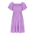 Afdoent Girls Dress Kids Floral Short Sleeve Square Neck Ruffle ...
