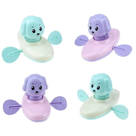 Baby Toddler Bath Toy Funny Dog Rowing Boat Wind-up Clockwork Model ...