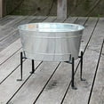 Achla C-51M-S1 Mini Oval Galvanized Tub with Folding Stand, Galvanized ...