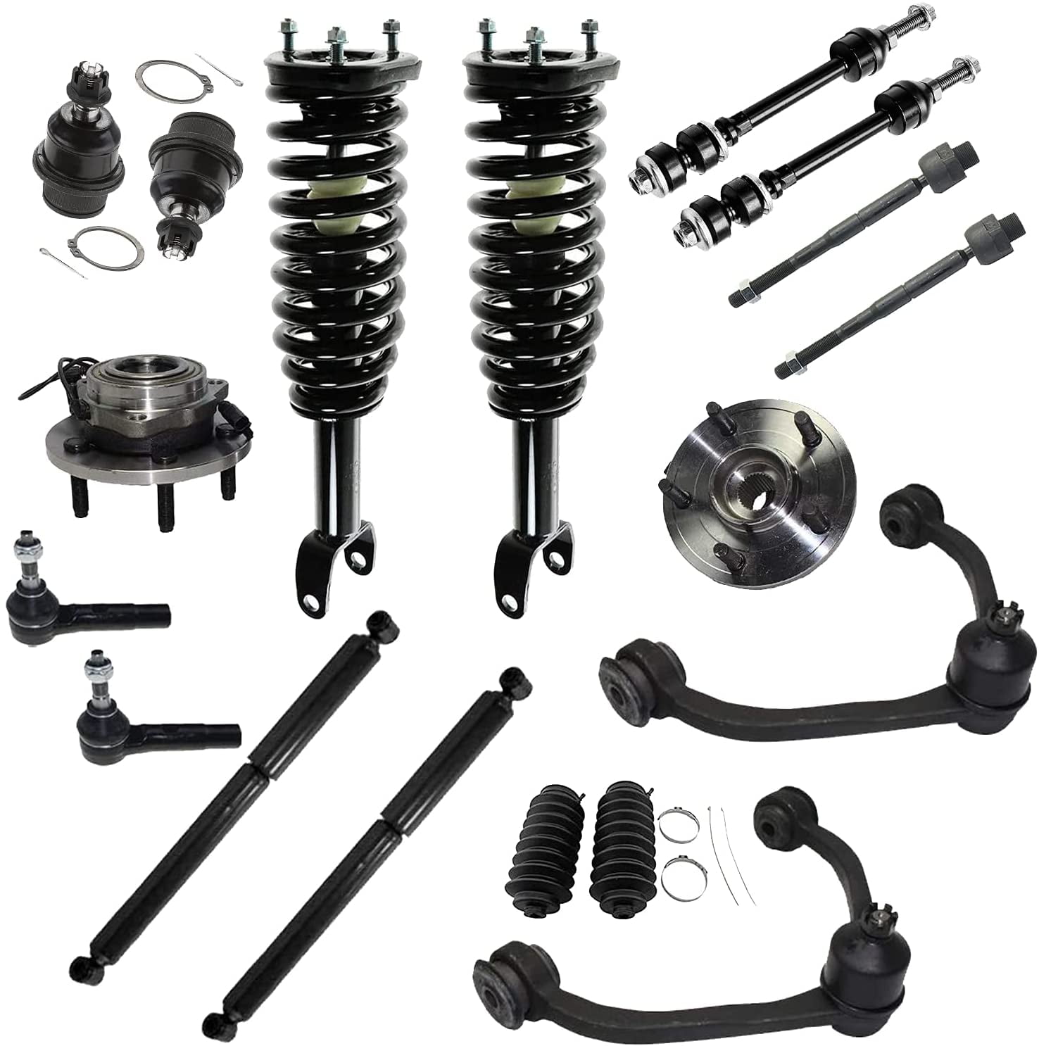 Detroit Axle - 18pc Front Struts, Upper Control Arms, Lower Ball Joints ...