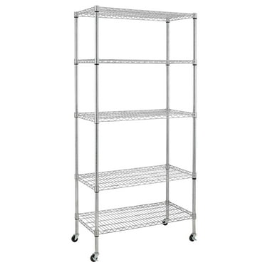 ZenSports 5-Tier 300LBS Steel Wire Shelving Unit with Wheels for ...
