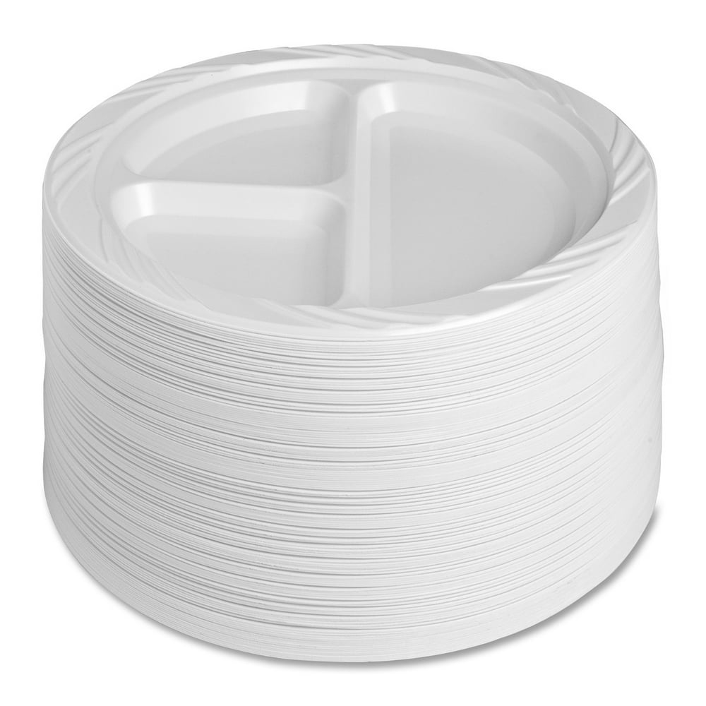 Genuine Joe 3-section Reusable Divided Plates - 9" Diameter Plate ...