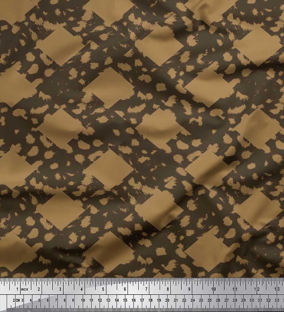 Soimoi Satin Silk Fabric Check & Animal Skin Print Fabric by The Yard ...