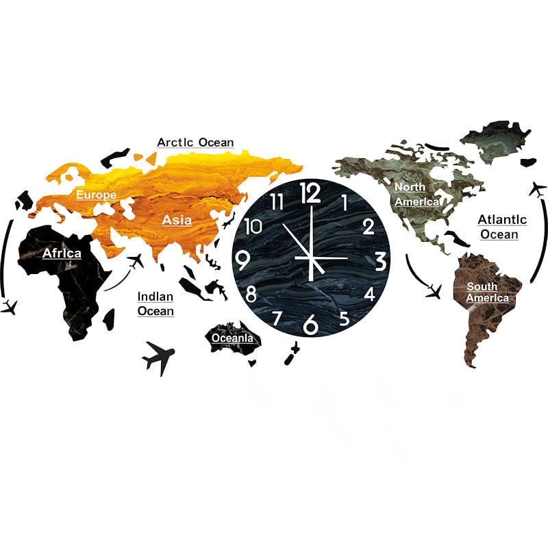 Click here for Jhijhoo World Map Wall Clocks Modern Design 3d Dig... prices