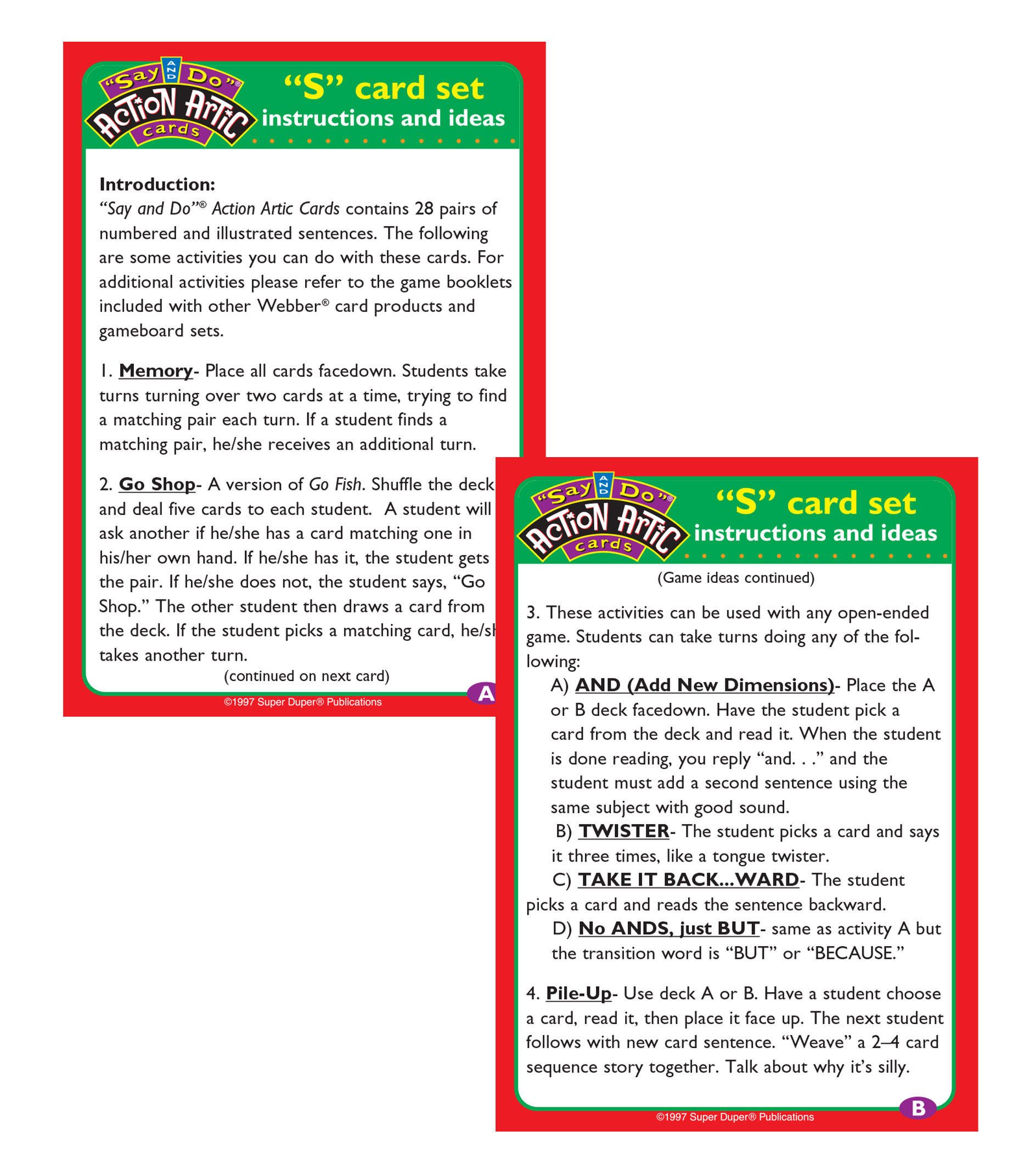 Buy Super Duper Publications | Say and Do Action Articulation S Sounds ...