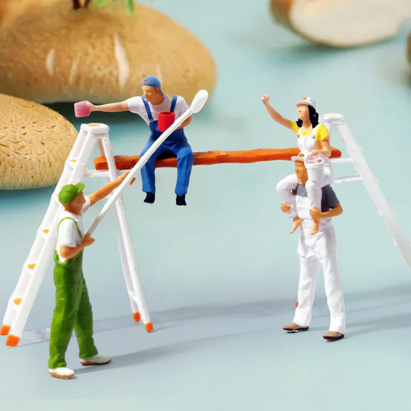 Resin 1:64 Miniature Painter Model Figures,Tiny People Layout Landscape ...