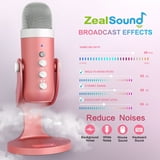 ZealSound Pink USB Gaming Microphone K66 with Quick Mute, Gain Control ...