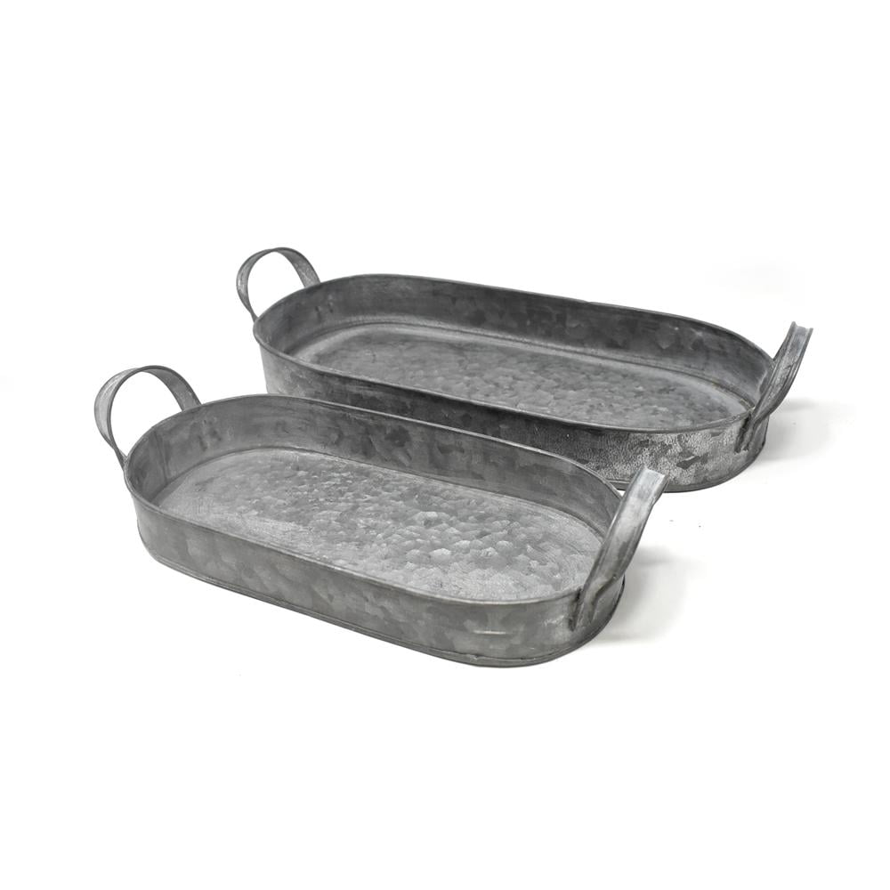 Rectangular Oval Galvanized Metal Display Trays, 2-Piece - Walmart.com