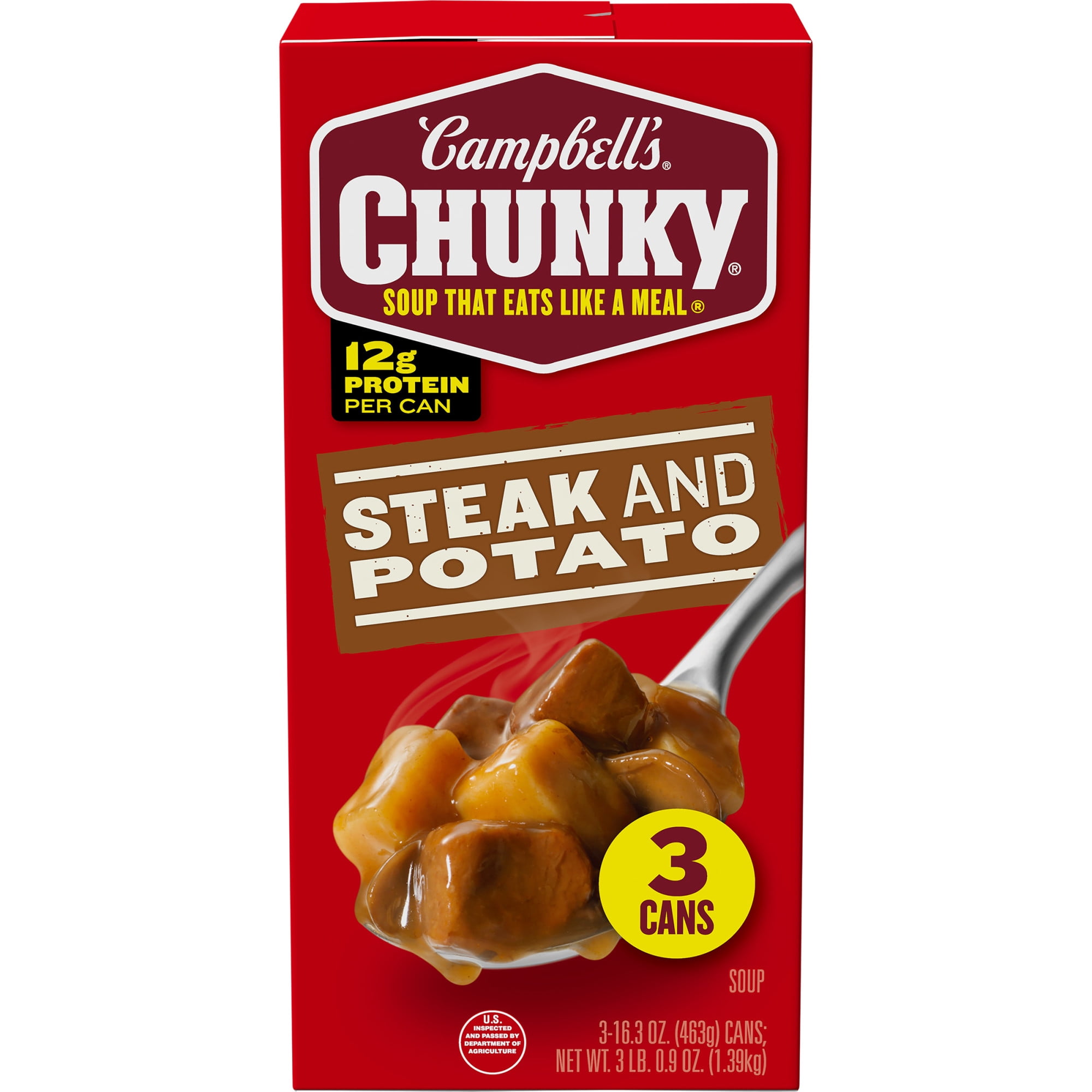(Pack of 3) Campbell’s Chunky Soup, Steak and Potato Soup, 16.3 oz Can ...