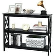 Costway 3-Tier Console Table x-Design Bookshelf Sofa Side Accent Table ...