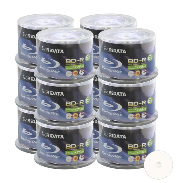 600 Pack Ridata 6X BD-R BDR 25GB Single Layer Blue Blu-ray White Inkjet Hub Printable Recordable ...