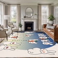 6x9 Area Rugs for Living Room, White Cute Rabbit Non Slip Area Rugs for ...