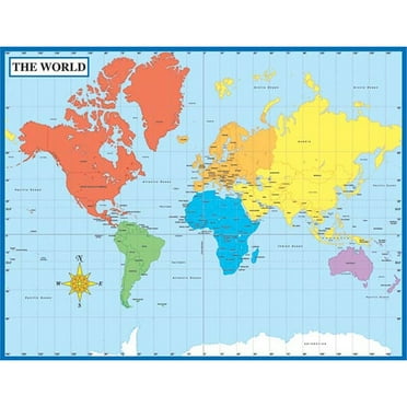 24" x 36" Smithsonian Journeys Tan Ocean World Wall Map - Laminated ...