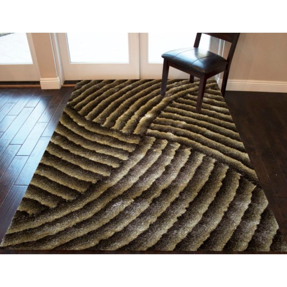 RugBerry 5x7 Area Rug Brown Abstract 3D Shag Carpet Soft Fluffy Fuzzy ...