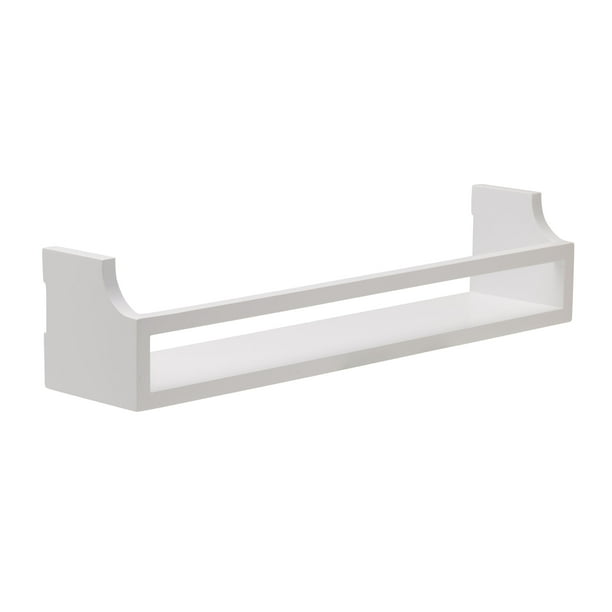 Melannco Hotel Essentials Set of 2 18 Inch MDF Shelves With Rail White ...