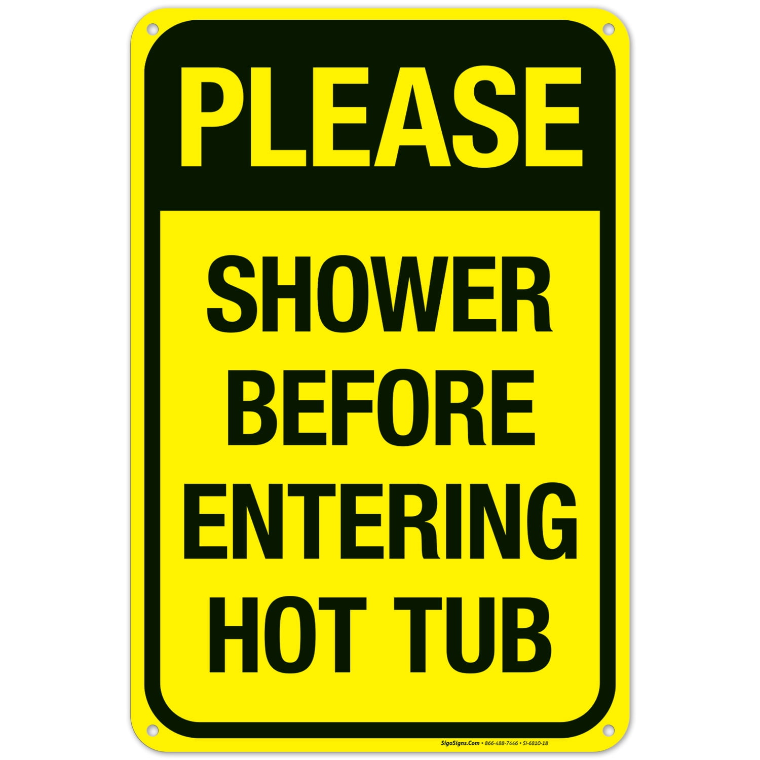 Shower Before Entering Hot Tub Sign, Pool Sign, - Walmart.com