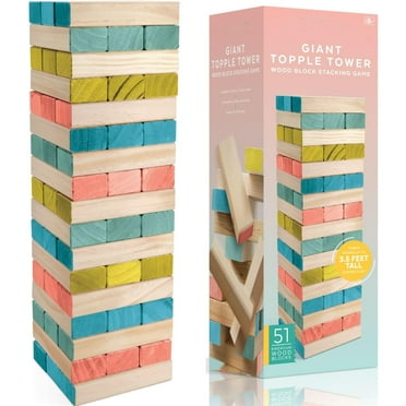 Giant Jumbling Tower Party Game with 51 Wood Blocks, for Families and ...