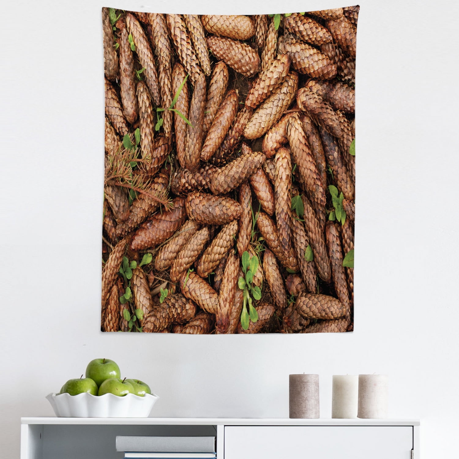 Pinecones Tapestry, Top View Look Macro Photo Wet Forest Ground After ...