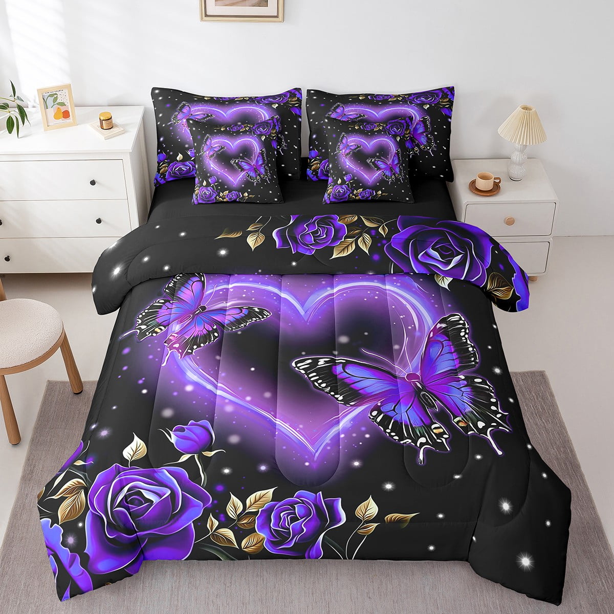 Click here for Erosebridal Full Comforter Set 7 Pieces butterfly... prices