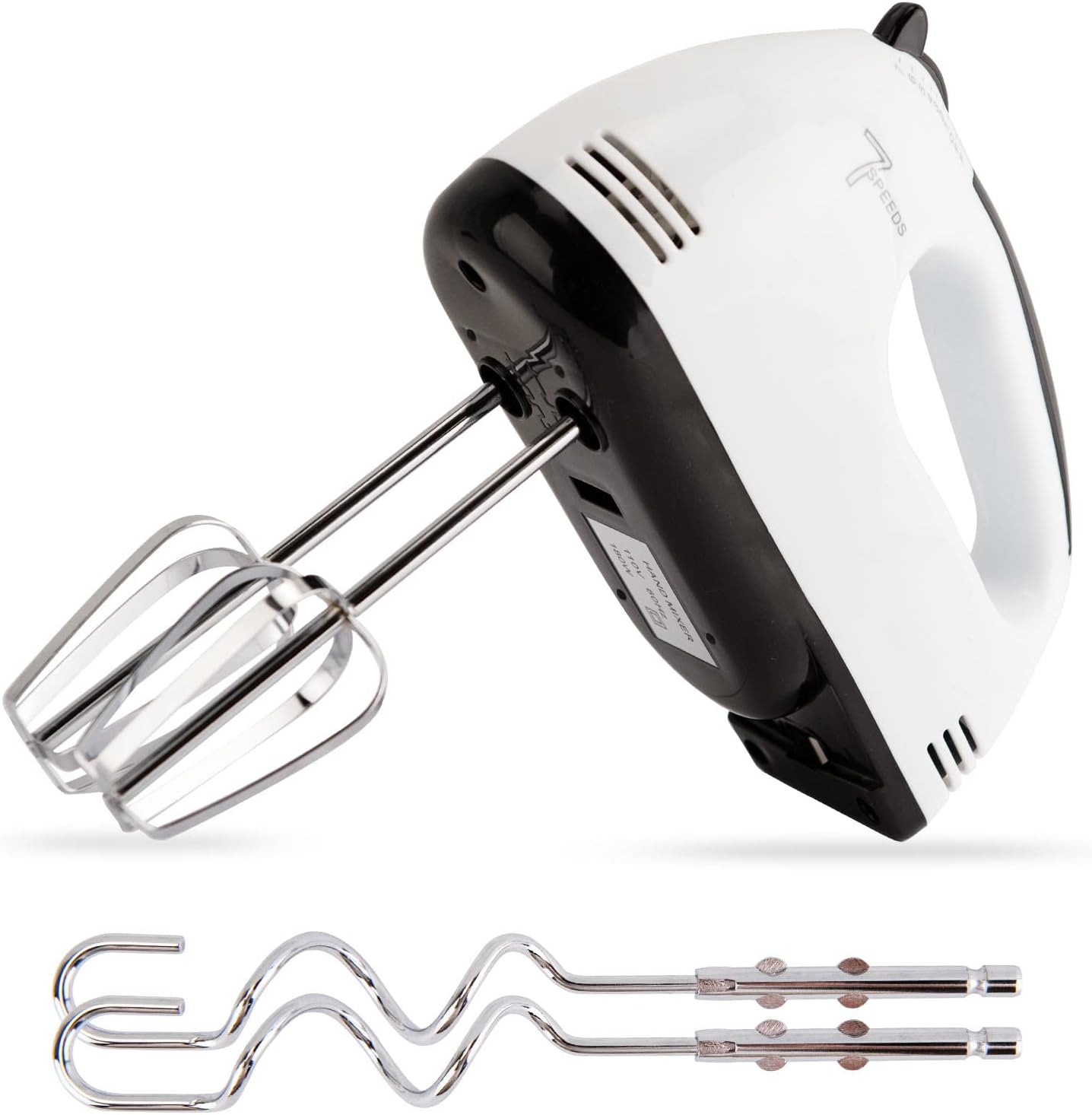 RAINBEAN Hand Mixer Electric Whisk with Whisk and Dough Hook,Stainless ...