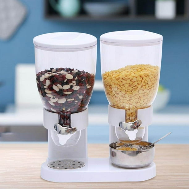 ruzhgo Double Cereal Dispenser Dual Food Dispenser Plastic Rice ...
