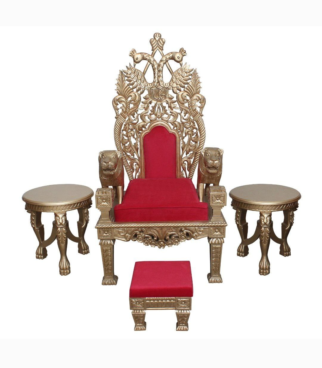 The Wooden Majestic Guru Maharaj Chair with footrest (end side tables ...